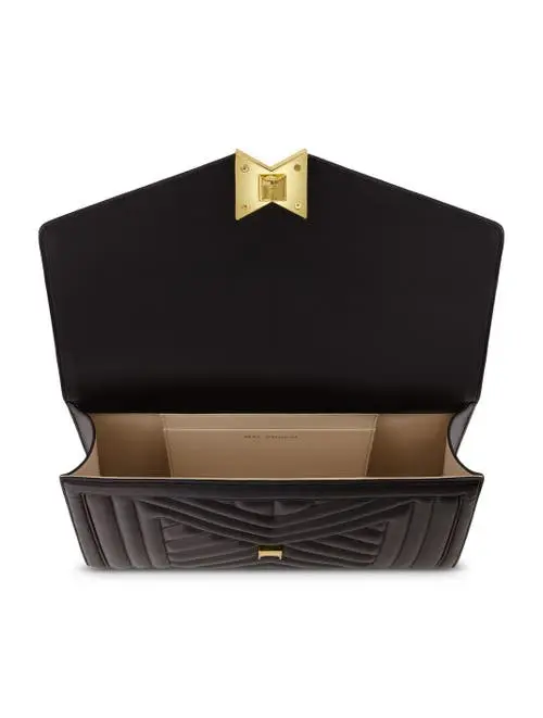 Mac Duggal Quilted Napa Leather Handbag With Gold Chain - Black