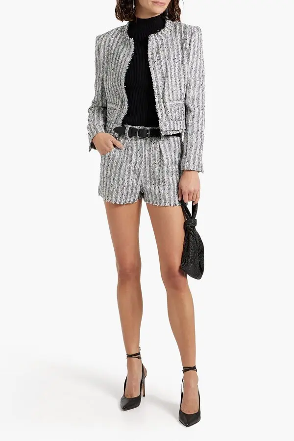 IRO PARIS Honza Metallic Striped Tweed Shorts