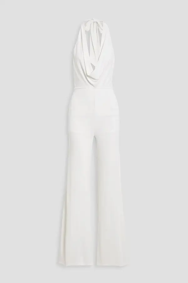 Alice + Olivia Colby Draped Jersey Jumpsuit - White