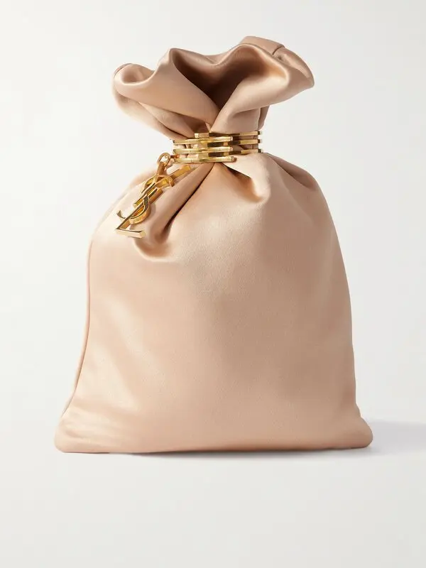 Saint Laurent Embellished Satin Bucket Bag