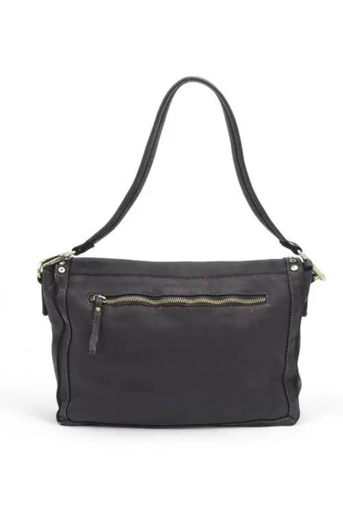 BOLSA NOVA Emily Studded Leather Shoulder Bag - Black