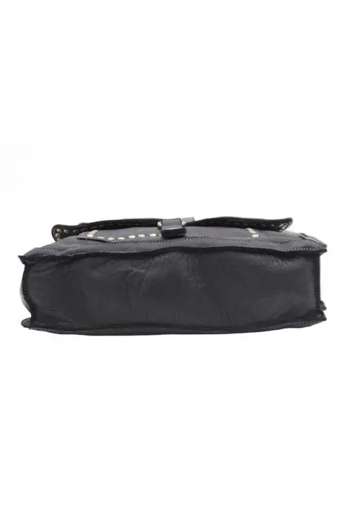 BOLSA NOVA Emily Studded Leather Shoulder Bag - Black
