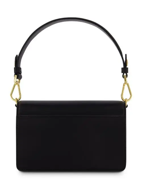 Mac Duggal Classic Leather Gold Plated Hardware Shoulder Bag - Black