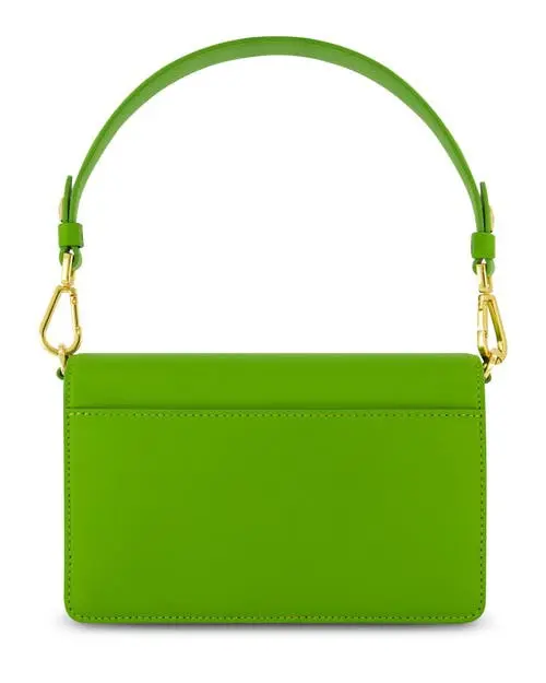 Mac Duggal Classic Leather Gold Plated Hardware Shoulder Bag - Pear