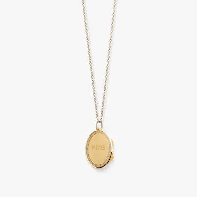 Shinola Diamond Oval Locket Necklace - Yellow Gold