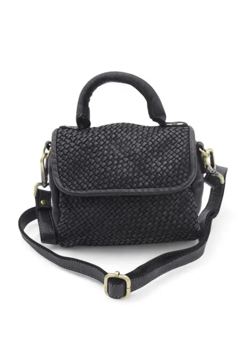 BOLSA NOVA Lily Mini Woven Washed Italian Leather Handbag
