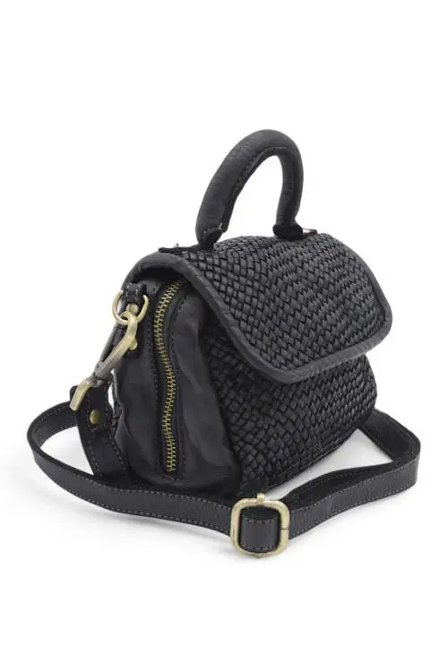 BOLSA NOVA Lily Mini Woven Washed Italian Leather Handbag