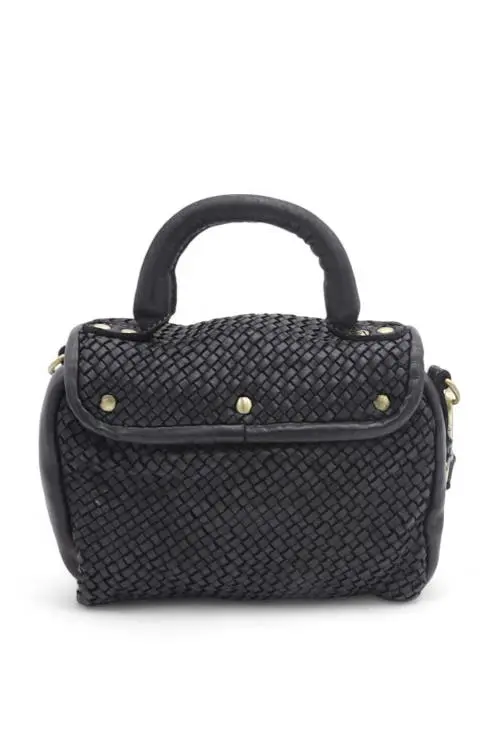 BOLSA NOVA Lily Mini Woven Washed Italian Leather Handbag