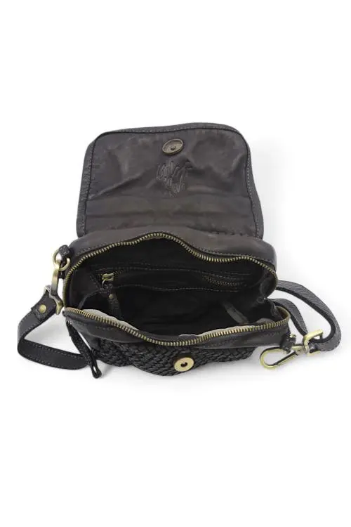 BOLSA NOVA Lily Mini Woven Washed Italian Leather Handbag