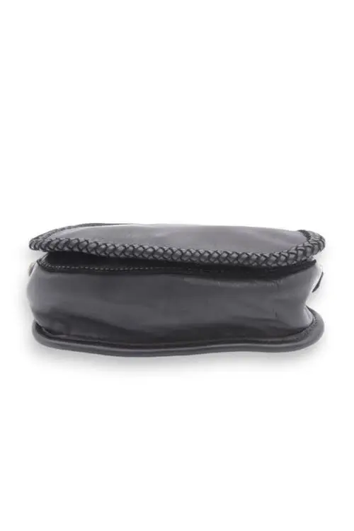 BOLSA NOVA Naples Saddle Bag With Braided Detail - Black