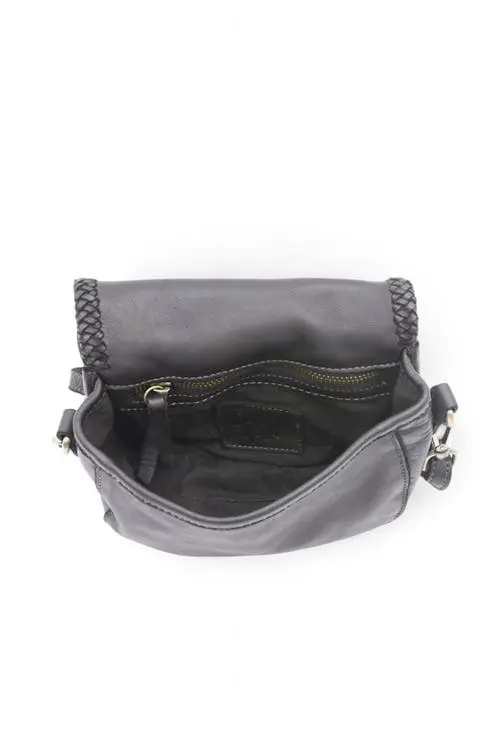 BOLSA NOVA Naples Saddle Bag With Braided Detail - Black