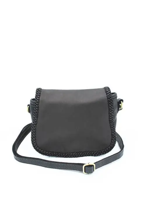 BOLSA NOVA Naples Saddle Bag With Braided Detail - Black