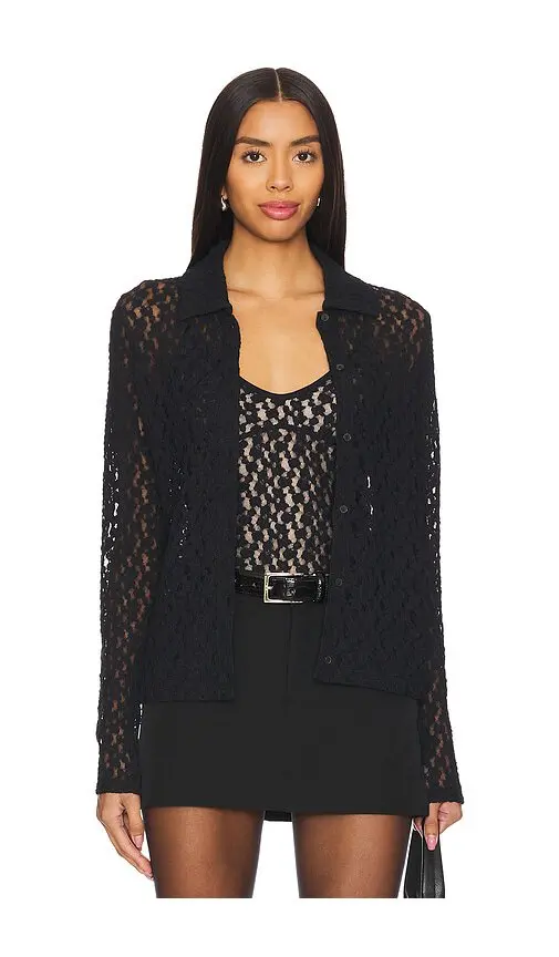 Vince Floral Smocked Long Sleeve Button Up