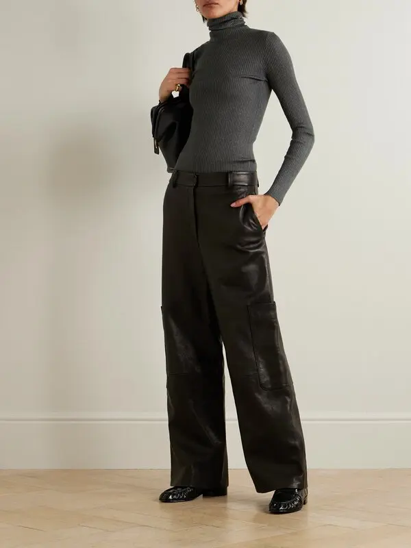 Brunello Cucinelli Ribbed Metallic Cashmere-blend Turtleneck Sweater - Dark Gray