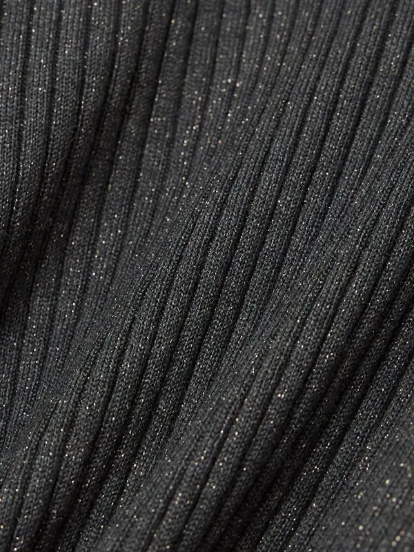 Brunello Cucinelli Ribbed Metallic Cashmere-blend Turtleneck Sweater - Dark Gray