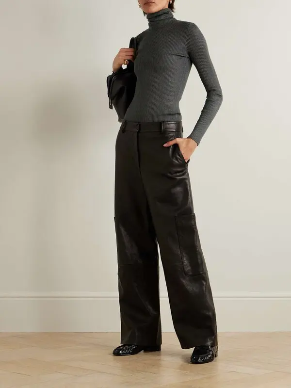 Brunello Cucinelli Ribbed Metallic Cashmere-blend Turtleneck Sweater - Dark Gray