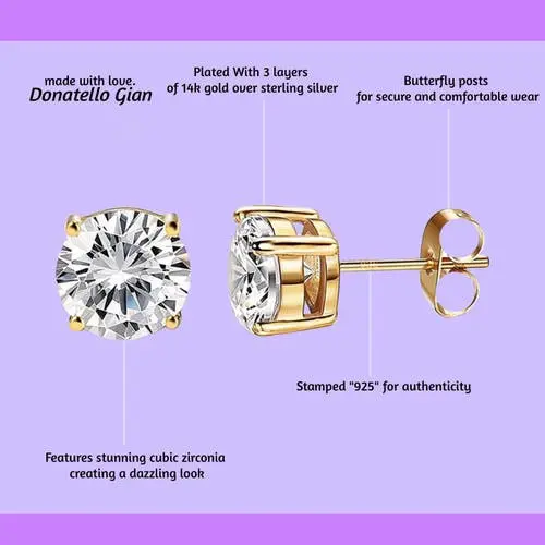 DONATELLO GIAN Sterling Silver Cubic Zirconia Stud Earrings