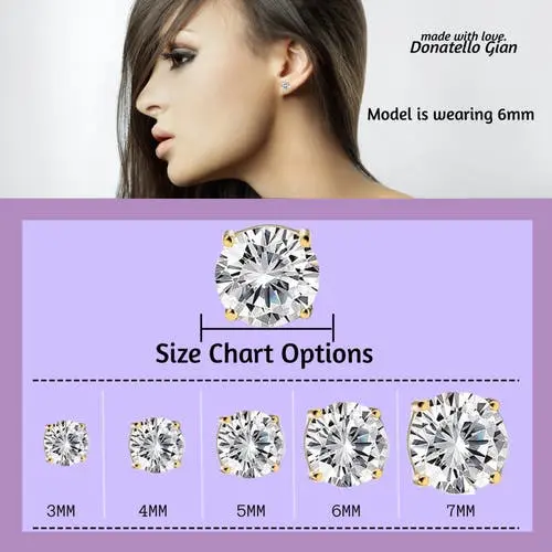 DONATELLO GIAN Sterling Silver Cubic Zirconia Stud Earrings