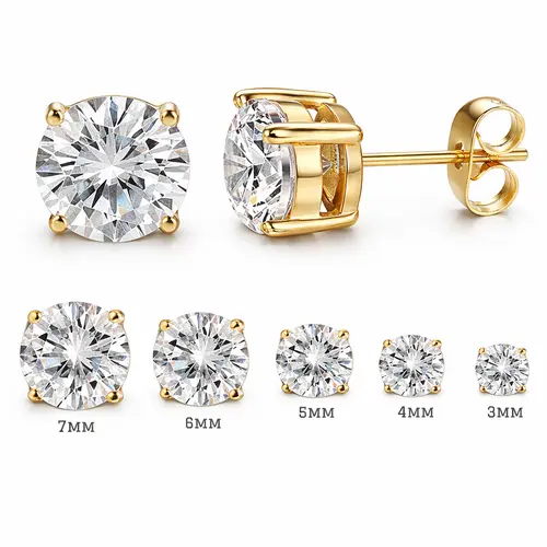 DONATELLO GIAN Sterling Silver Cubic Zirconia Stud Earrings - Gold