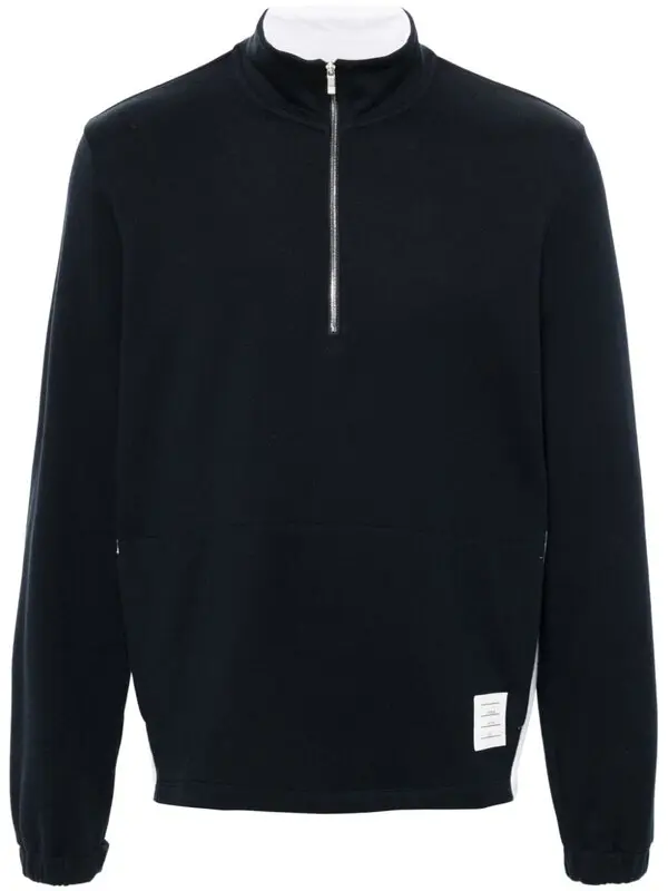 Thom Browne Loopback 4-bar Half-zip Pullover - Blue