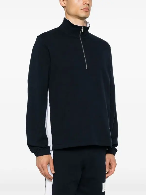 Thom Browne Loopback 4-bar Half-zip Pullover - Blue