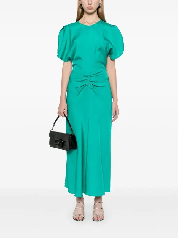 Victoria Beckham Gathered-detail Midi Dress - Green