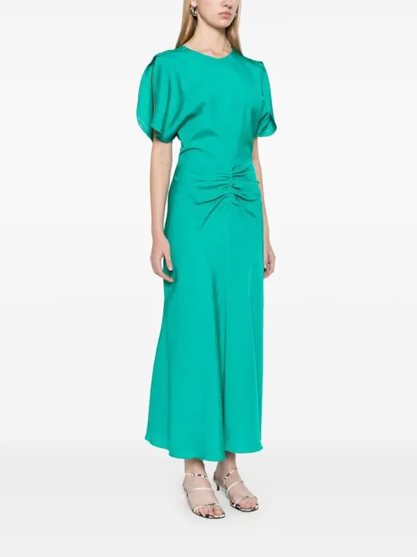 Victoria Beckham Gathered-detail Midi Dress - Green