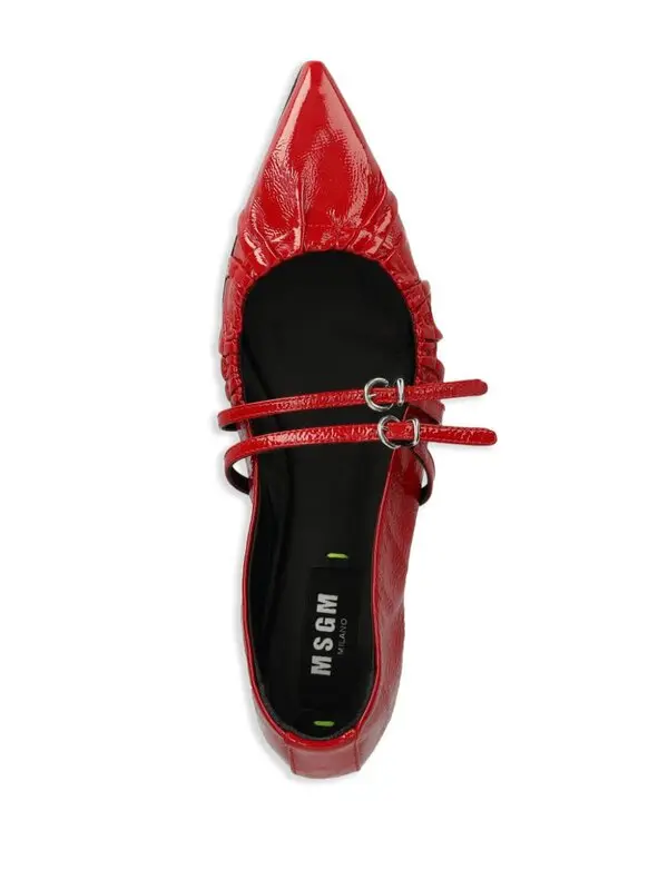 MSGM Buckled Ballerina Shoes - Red
