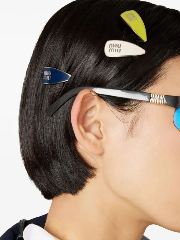 Miu Miu Hair Clip Silver Metal Barrette Blue Miu Miu Hair Clip Silver Metal Barrette Blue main image 4