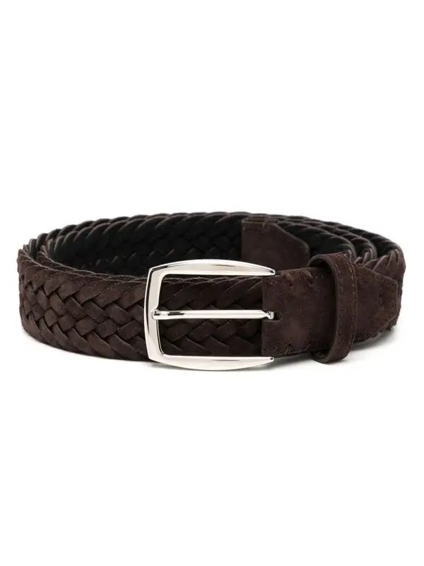 Brioni Nubuck Braided Belt - Brown