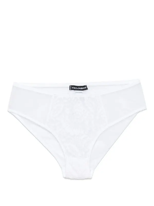 Dolce & Gabbana Lace-panel Tulle Briefs - White