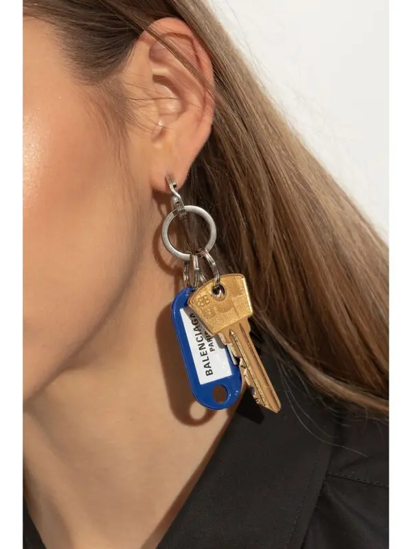 Balenciaga Logo-Engraved Earrings - Silver | Editorialist