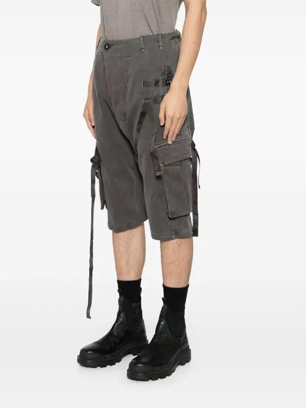 Boris Bidjan Saberi Stonewashed Cargo Track Shorts - Grey