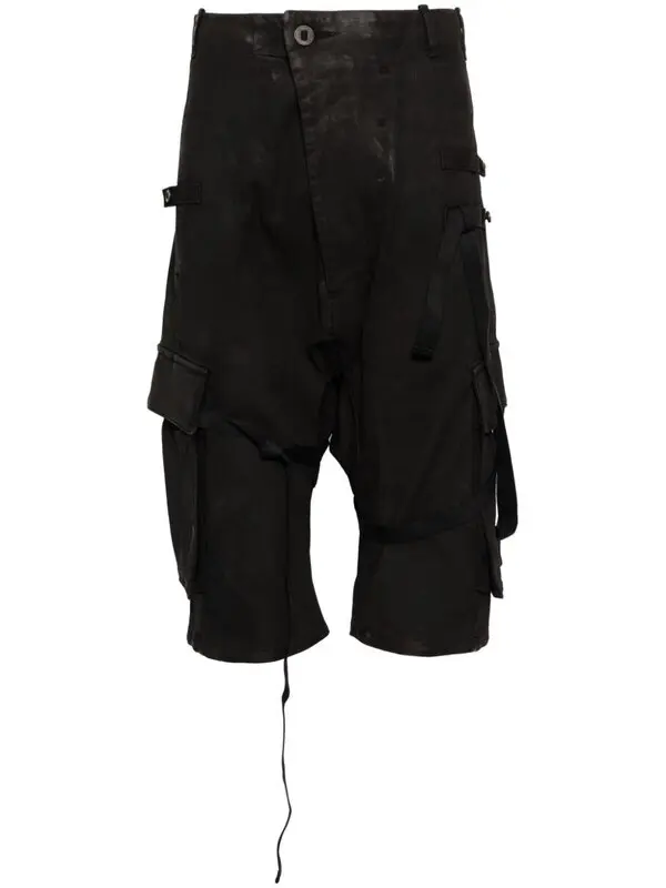 Boris Bidjan Saberi Stonewashed Cargo Track Shorts - Black
