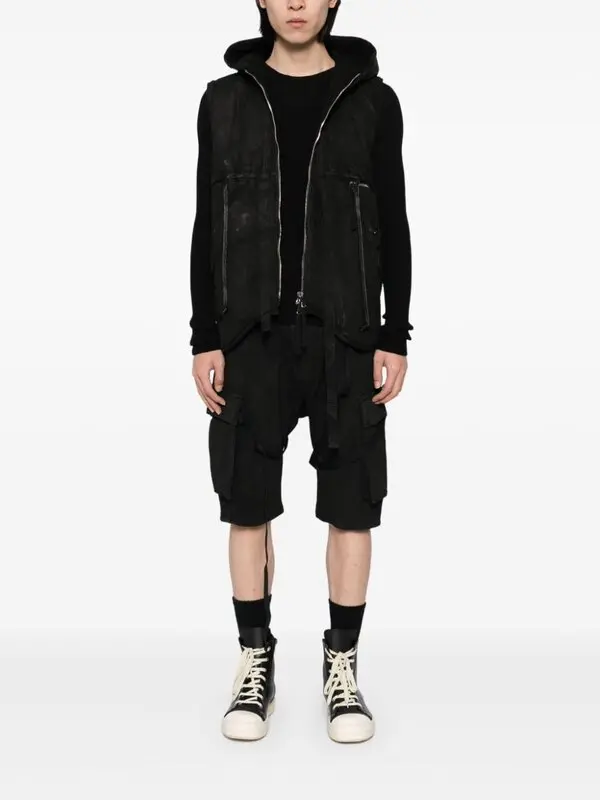 Boris Bidjan Saberi Stonewashed Cargo Track Shorts - Black