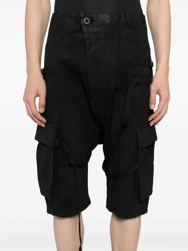 Boris Bidjan Saberi Stonewashed Cargo Track Shorts - Black