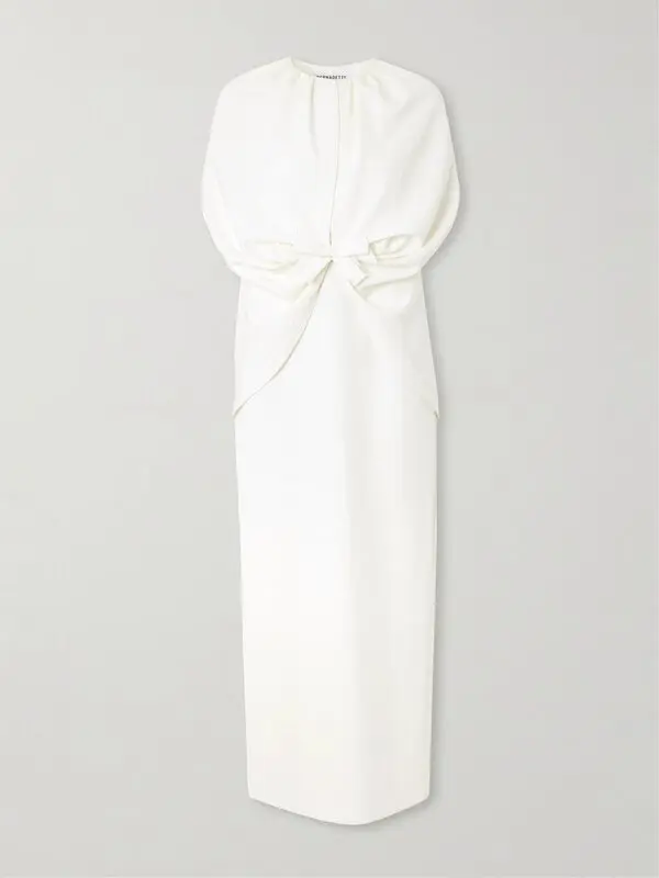 Bernadette Gislene Bow-embellished Cape-effect Crepe Midi Dress