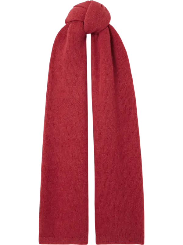 Brunello Cucinelli Bead-embellished Brushed Alpaca-blend Scarf - Red