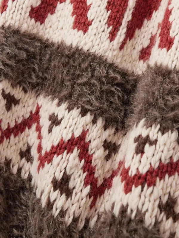 Brunello Cucinelli Paneled Jacquard-knit Turtleneck Sweater - Brown