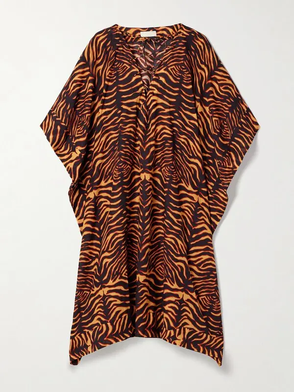 Ulla Johnson Estelle Tiger-print Cotton-blend Voile Kaftan - Animal Print