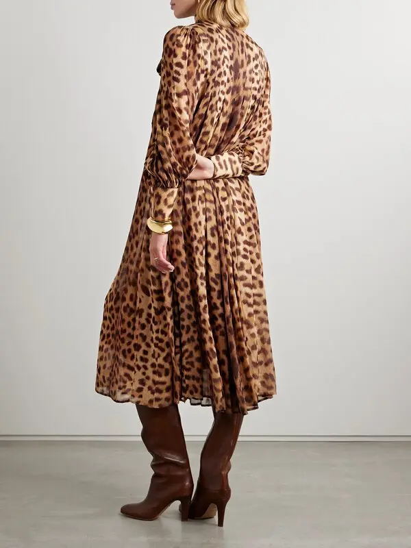 Zimmermann Crush Tie-neck Leopard-print Dress