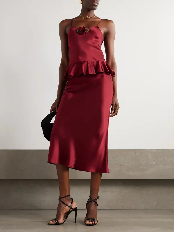 rodarte's crimson silk chiffon ruffled dress with bow details Rodarte Exclusive Bow-detailed Silk Crepe Maxi Dress in Red