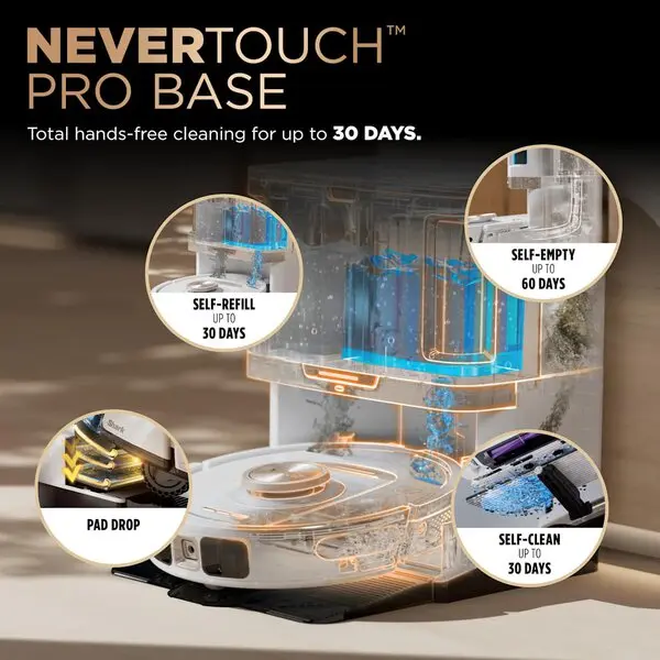 SHARK Powerdetect 2-in-1 Robot Vacuum And Mop With Nevertouch Pro Base - White