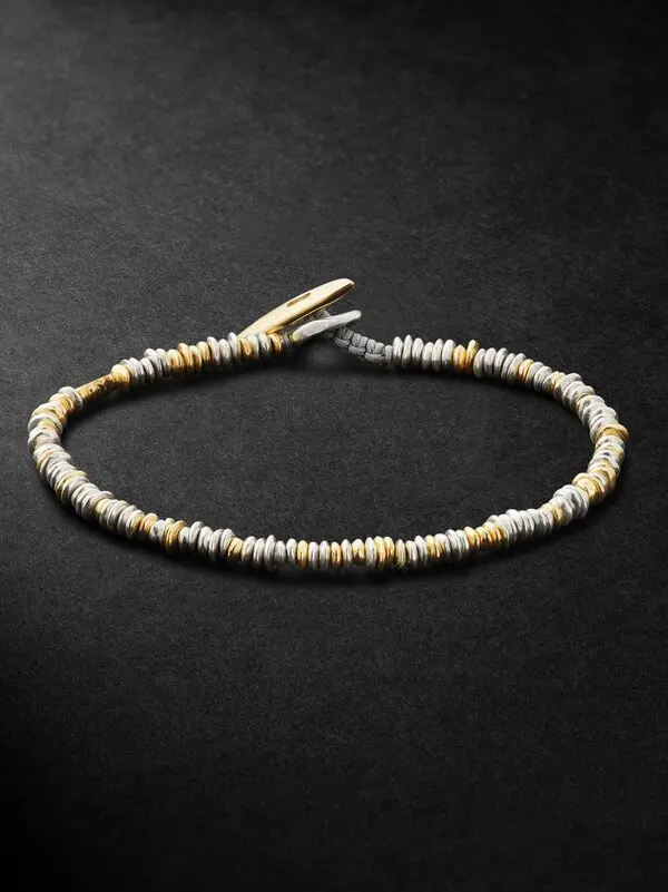 MAOR M.cohen Pilla 18-karat And Sterling Silver Beaded Cord Bracelet - Gold