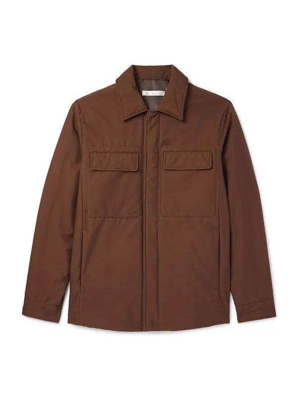 Umit Benan Padded Silk Shirt Jacket In Brown - 60% Off | Editorialist