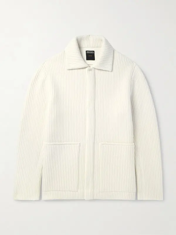 Zegna Ribbed Wool And Cashmere-blend Jacket