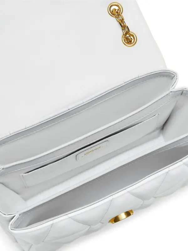 Versace Kleio Quilted Nappa Leather Shoulder Bag With Medusa '95 Lock - White