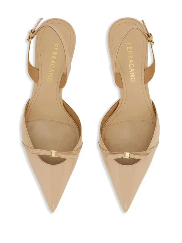 FERRAGAMO Mini-bow Slingback Pumps - Neutrals