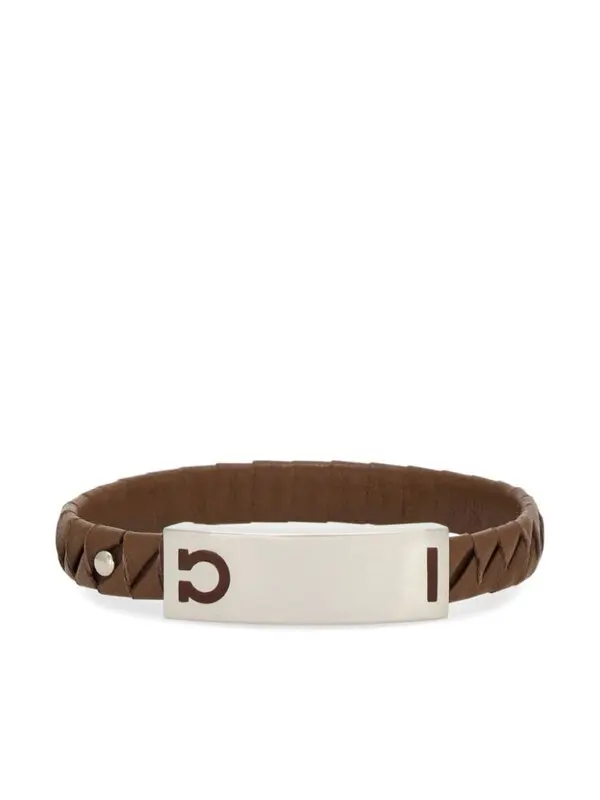 FERRAGAMO Gancini Leather Bracelet - Brown
