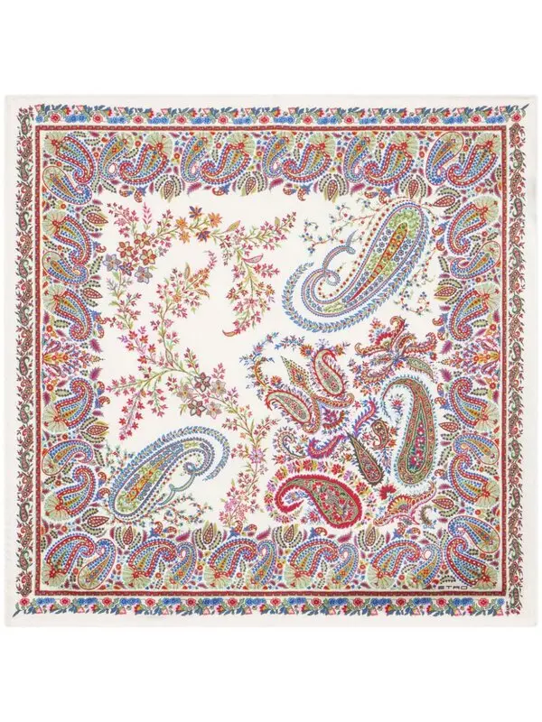 Etro Printed Silk Scarf - White